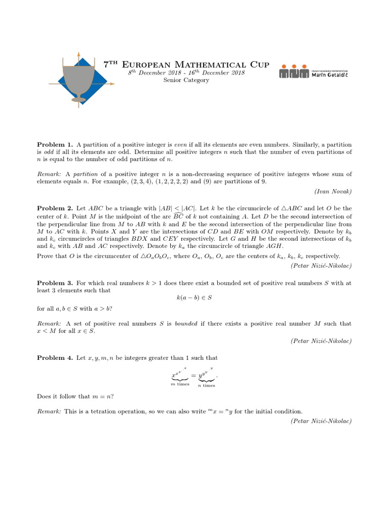 Emc 2018 Seniors Eng-1 | PDF | Triangle | Real Number
