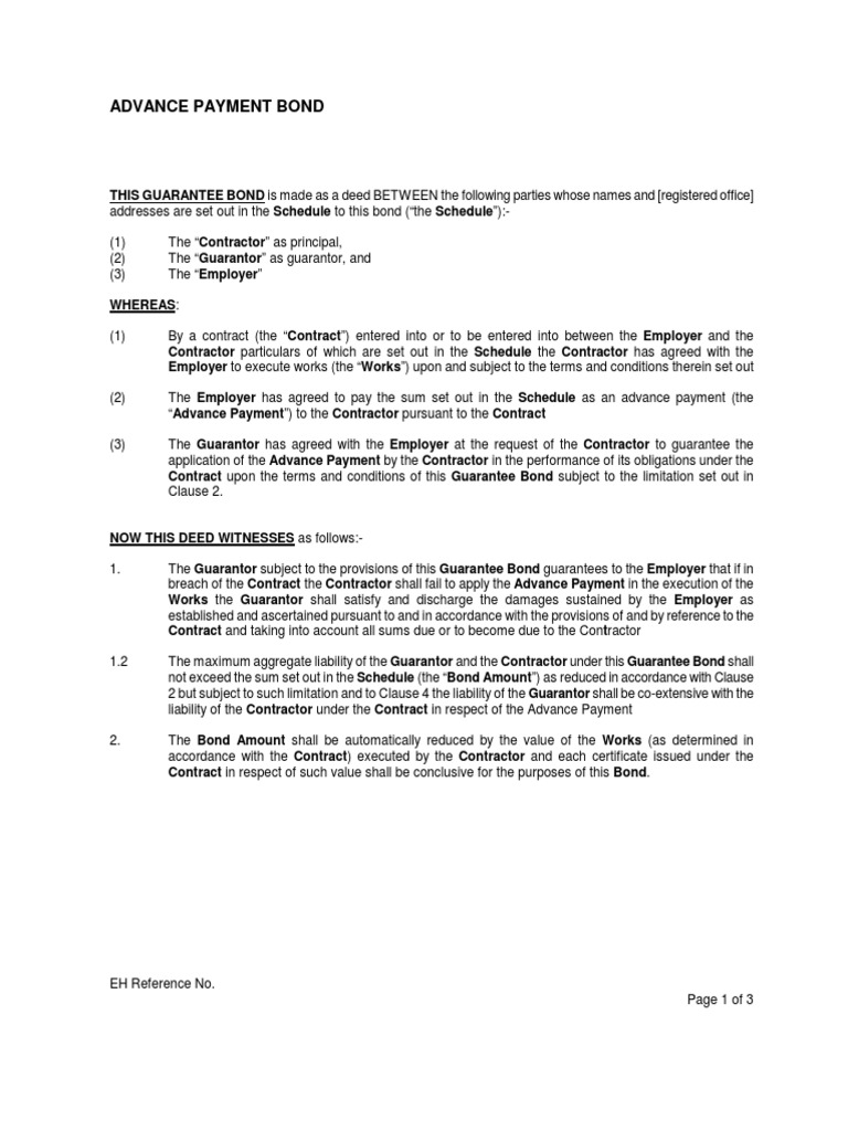 ABI Advance Payment Bond Wording | Guarantee | Contract Law