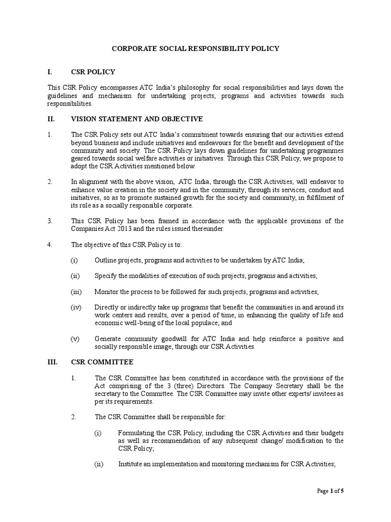 Corporate Social Responsibility | PDF | Corporate Social Responsibility ...