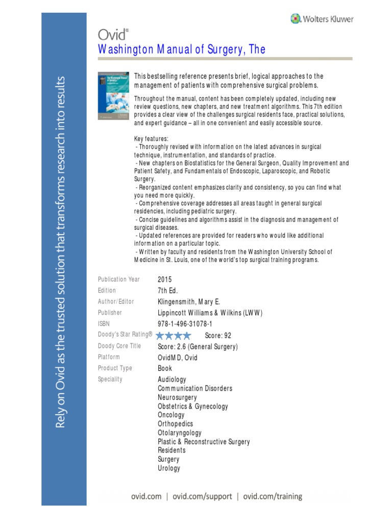 Washington Manual Of Surgery The Pdf Surgery Residency Medicine