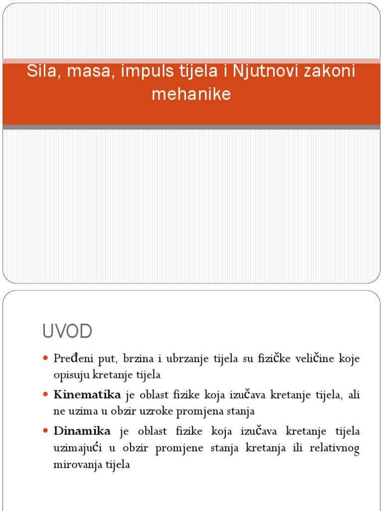 Sila, Masa, Impuls Tijela I Njutnovi | PDF