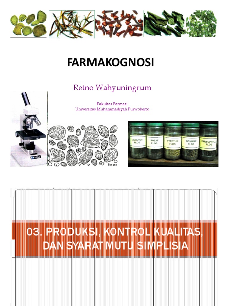 Produksi, Kontrol Kualitas Dan Parameter Mutu Simplisia | PDF