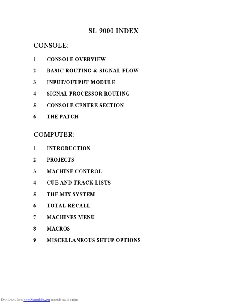 SL 9000 Index Console:: Downloaded From Manuals Search Engine | PDF ...