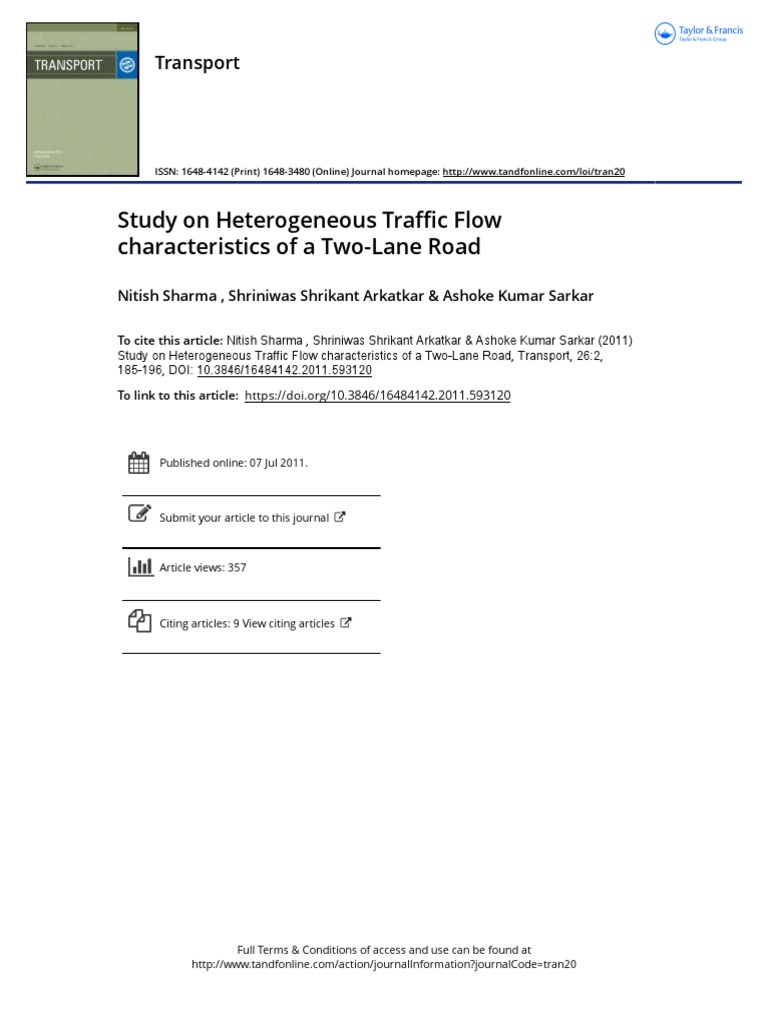 Study On Heterogeneous Traffic Flow Characteristics of A Two Lane Road ...