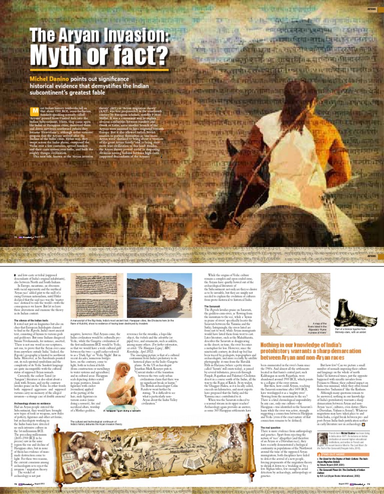 The Aryan Invasion Myth or Fact | PDF | Archaeology | Religion And Belief