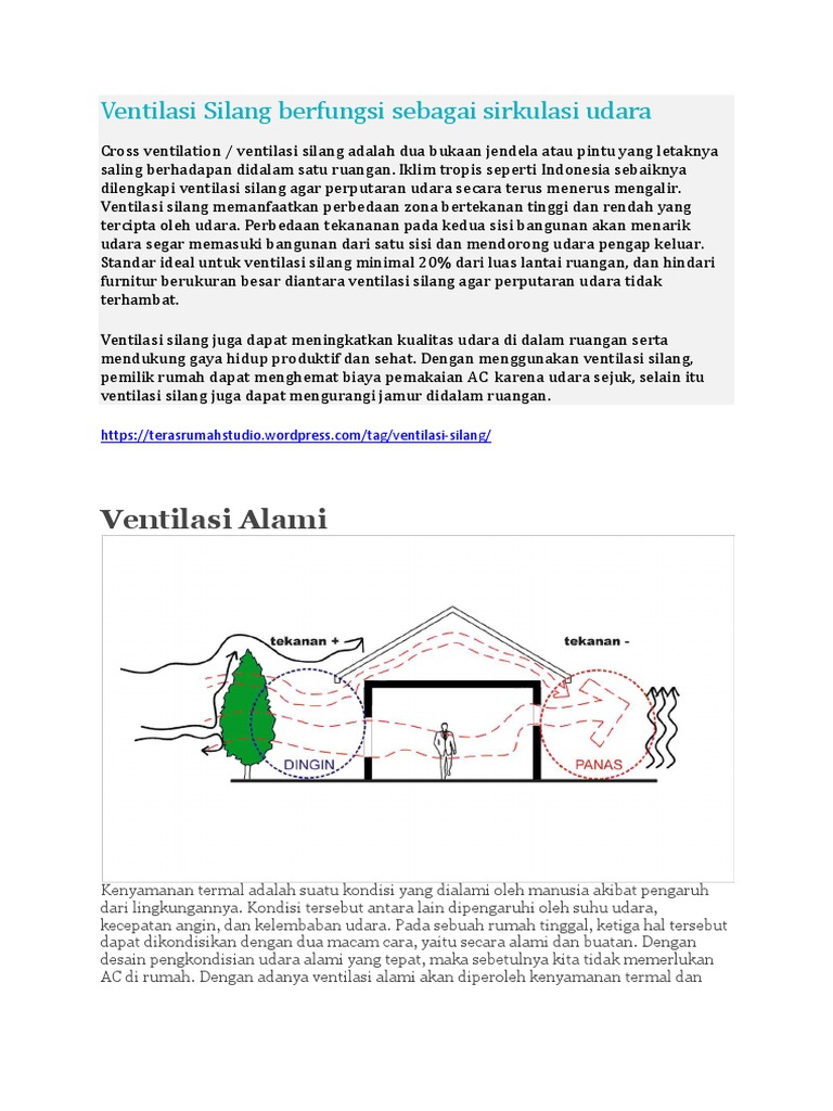 Ventilasi Silang Berfungsi Sebagai Sirkulasi | PDF