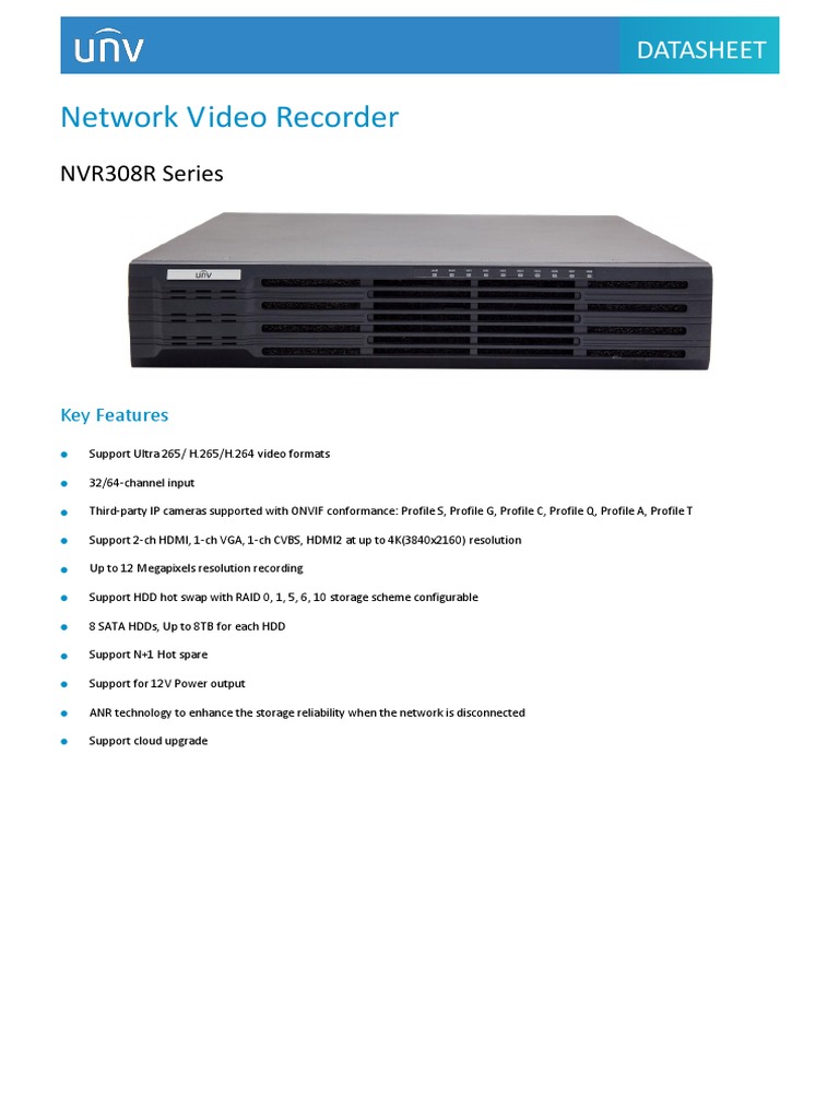 Network Video Recorder UNV | PDF | Hard Disk Drive | Hdmi
