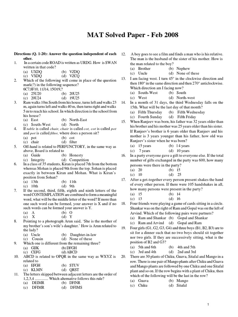 Mat 2008 PDF | PDF | Business