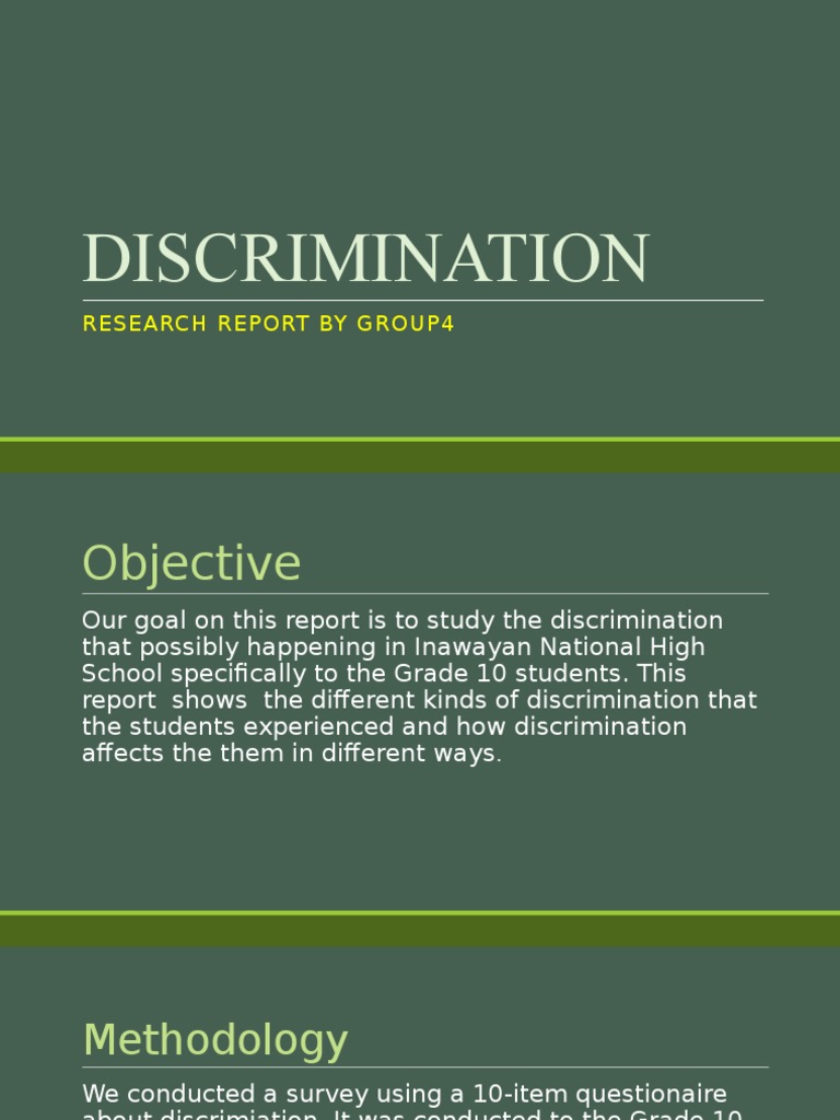 Discrimination: Research Report by Group4 | PDF | Discrimination | Racism