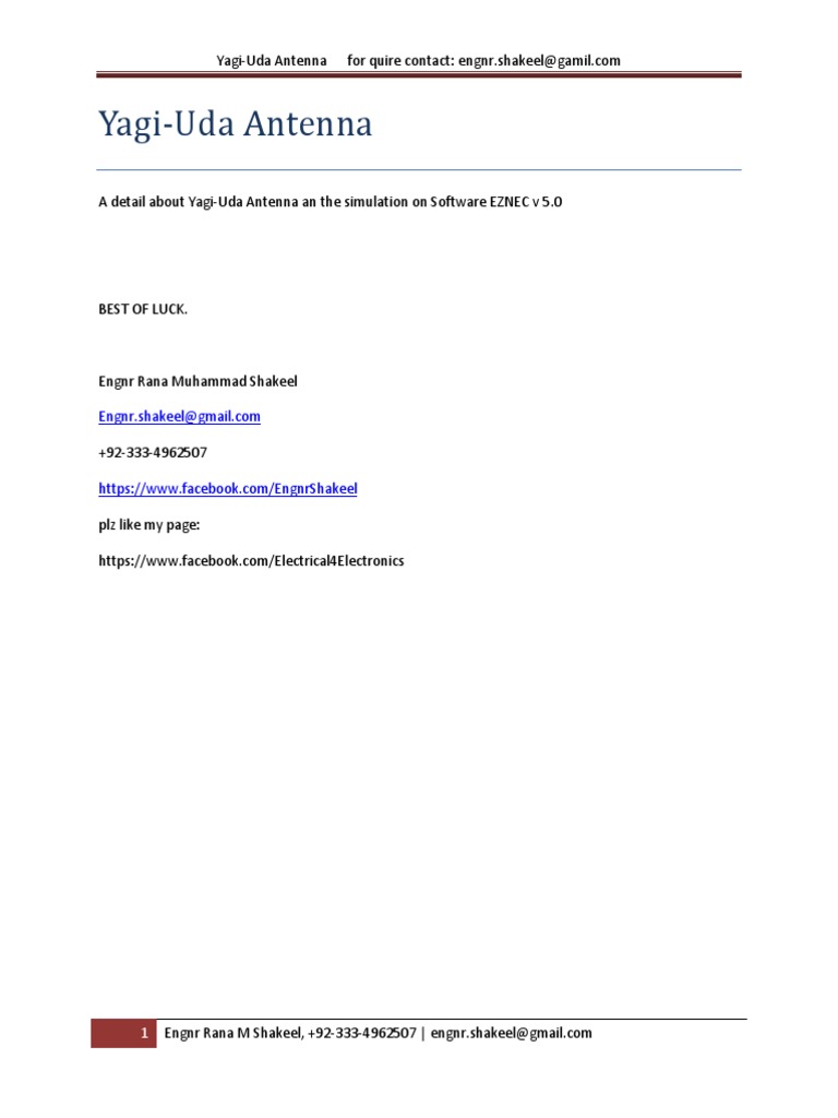 Yagi-Uda Antenna Theory Design Simulatio | PDF | Antenna (Radio ...