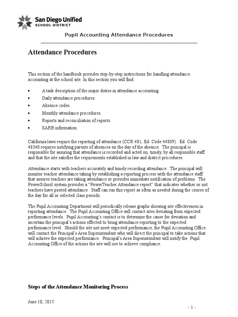 Pupil Accounting Attendance Procedures | PDF | Verification And ...
