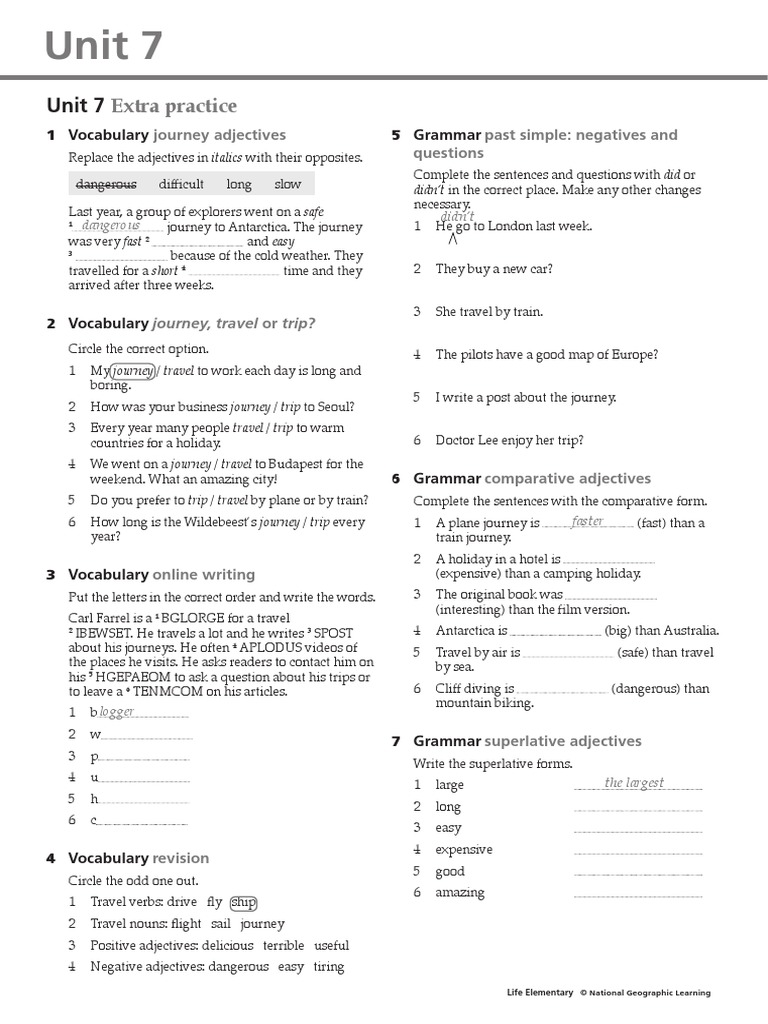 Ele Unit7 ExtraPractice PDF | PDF | Adjective | Semiotics
