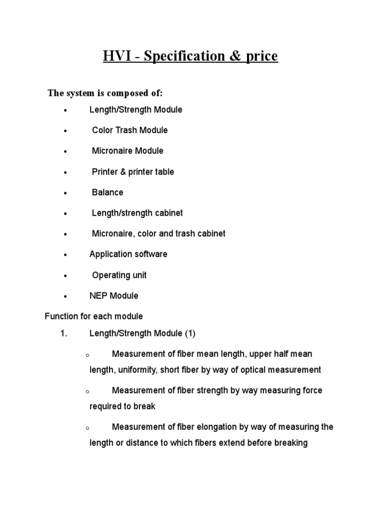 HVI - Specification & Price: The System Is Composed of | PDF ...