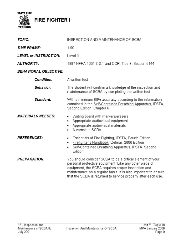 Inspection and Maintenance of SCBA - TLP | PDF | Safety | Equipment