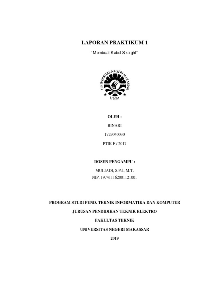 4 - Binari - 1729040030 - Lap Prak Membuat Kabel Straight | PDF