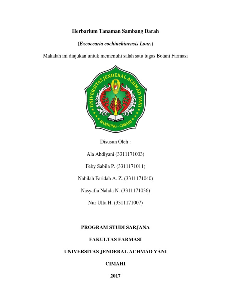 Makalah Herbarium Tanaman Sambang Getih | PDF | Sains & Matematika