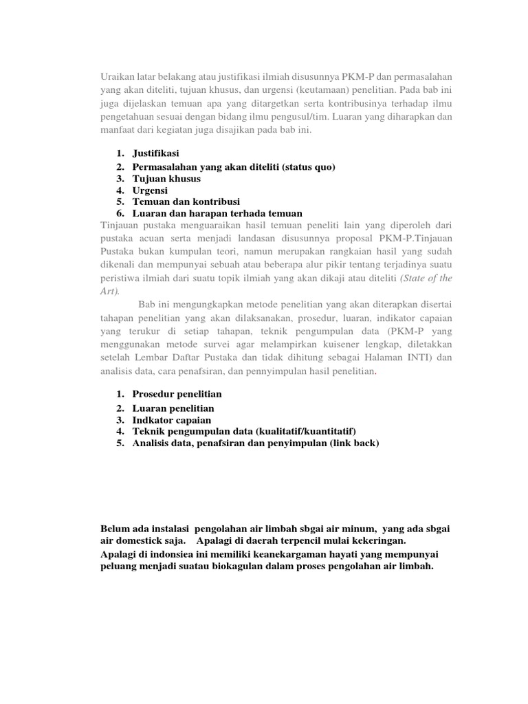 Uraikan Latar Belakang Atau Justifikasi Ilmiah Disusunnya PKM | PDF