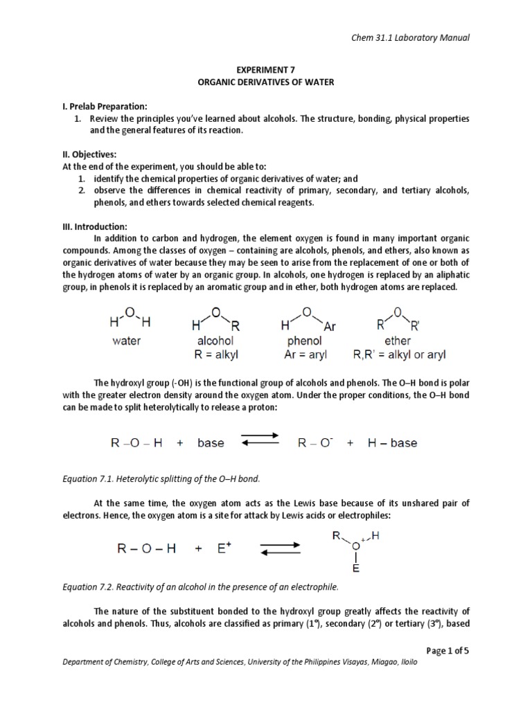 Experiment 7 Procedure | PDF | Functional Group | Ether