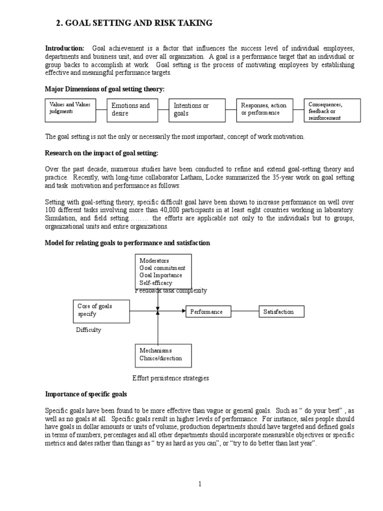 Goal Setting & Risk Management | PDF | Goal Setting | Goal