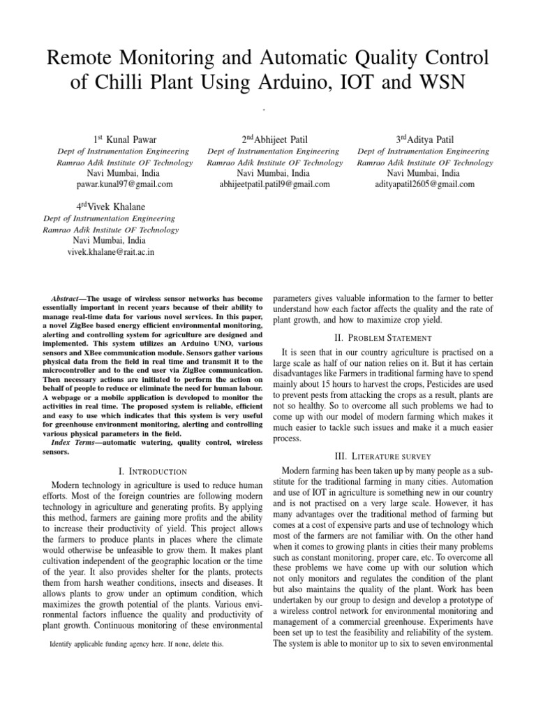 Conference LaTeX Template 7-9-18 | PDF | Control Theory | Environmental Monitoring