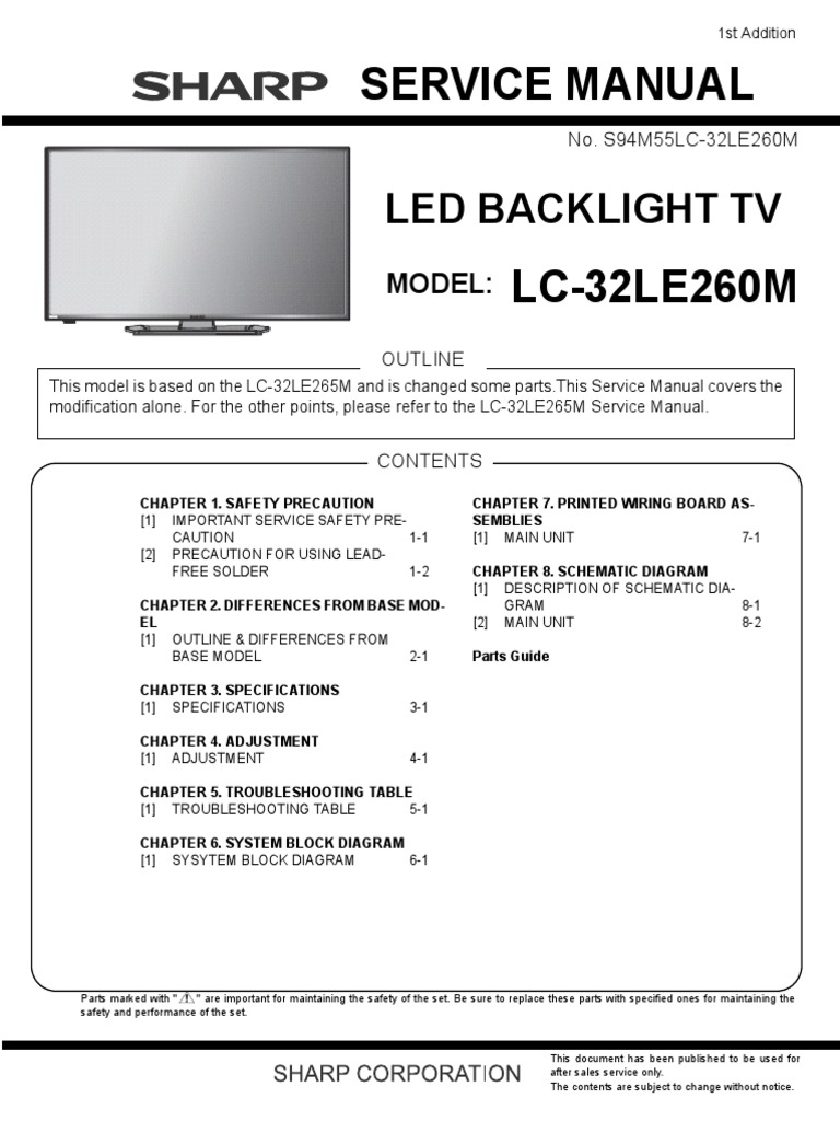 Manual Book Sharp Aquos LC-32LE260M | PDF | Soldering | Solder