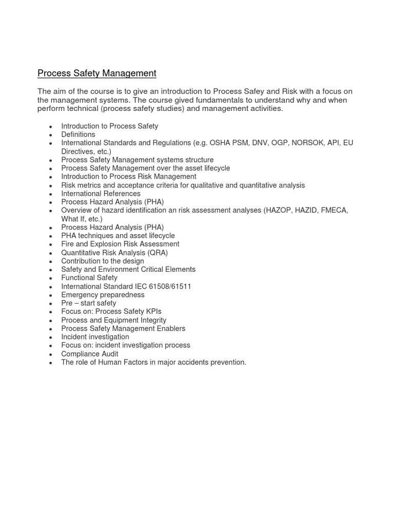 Process Safety Management | PDF