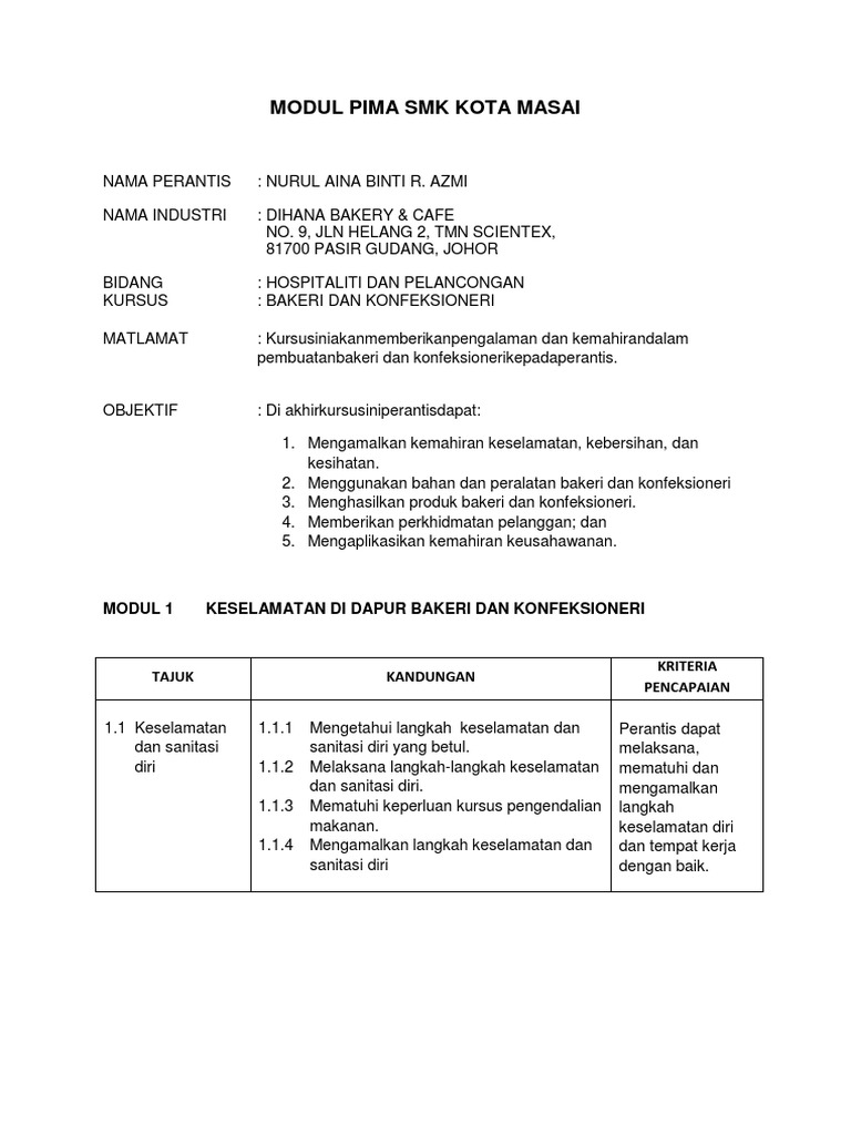 Modul Bakery (Aina) | PDF