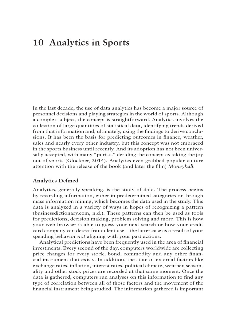 Analytical Sport Business | PDF | Data Analysis | Analytics
