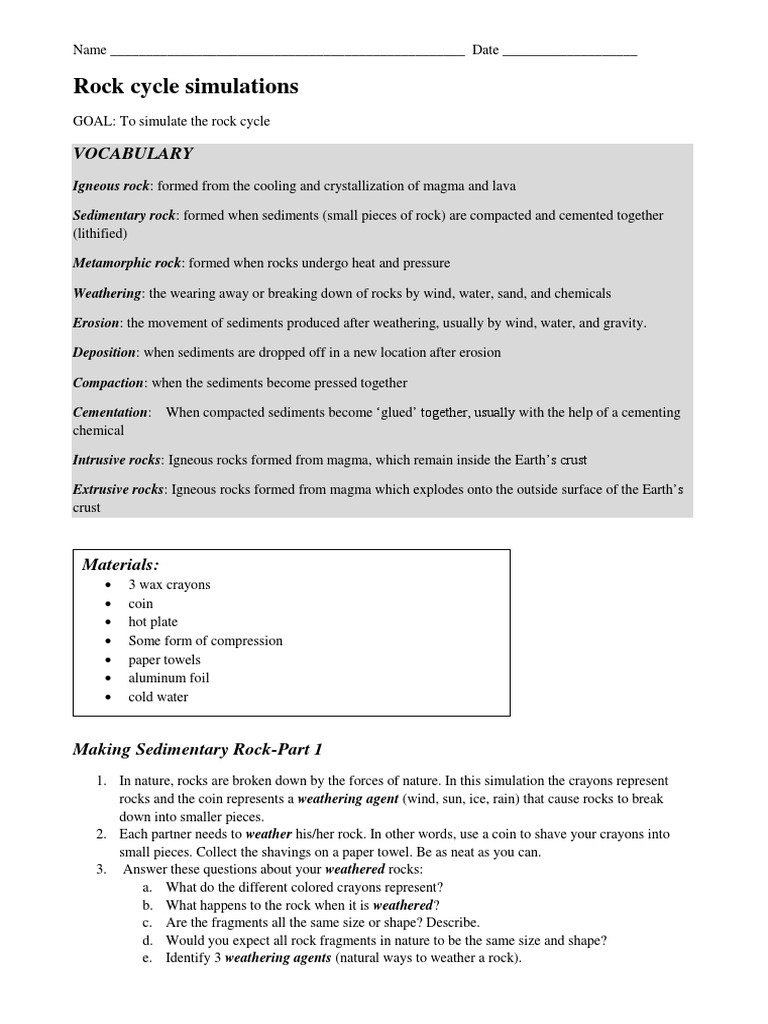 Rock Cycle Simulation | PDF | Rock (Geology) | Sedimentary Rock