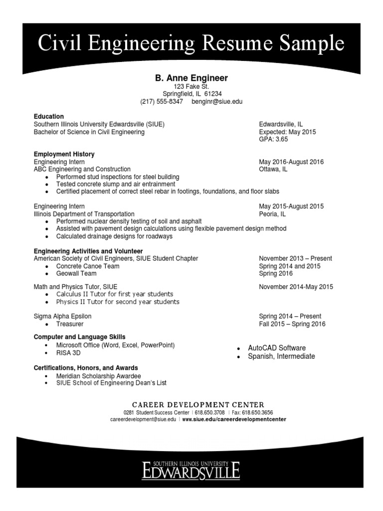 Civil Engineering Resume Sample: B. Anne Engineer | PDF | Civil ...