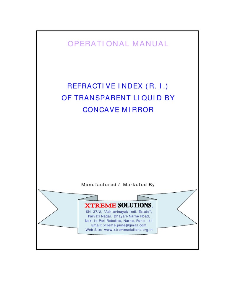 Refractive Index of Liquid via Concave Mirror | PDF | Lens (Optics ...