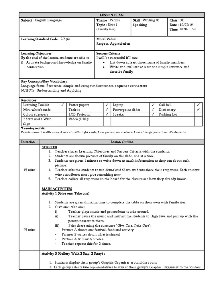 Lesson Plan Unit 3 (Reaching For The Stars) | PDF | Lesson Plan ...