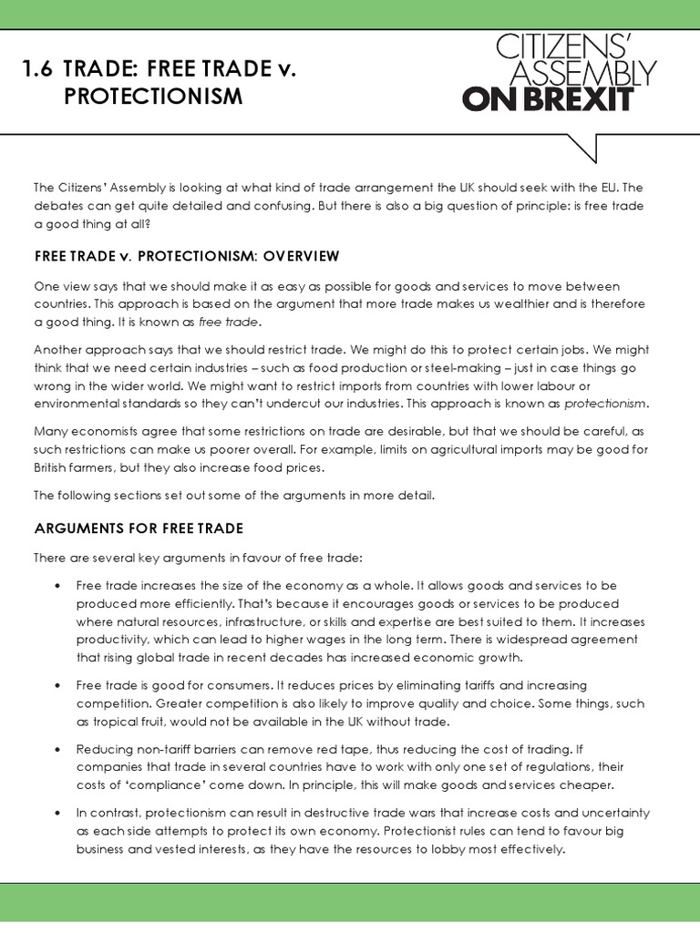 Free Trade vs. Protectionism Debate | PDF | Protectionism | Free Trade