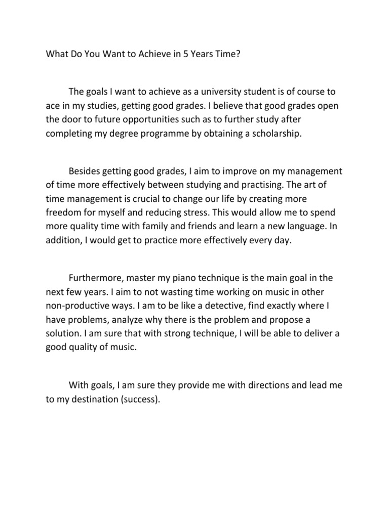 What Do You Want To Achieve in 5 Years Time | PDF