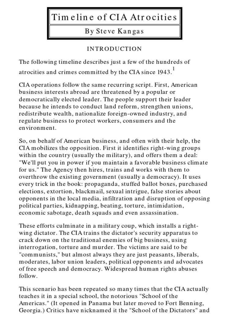 Timeline of CIA Atrocities: by Steve Kangas | PDF | Contras | Central ...