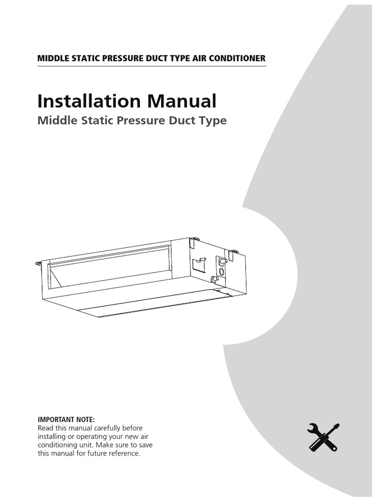 Installation Manual: Middle Static Pressure Duct Type | Download Free ...