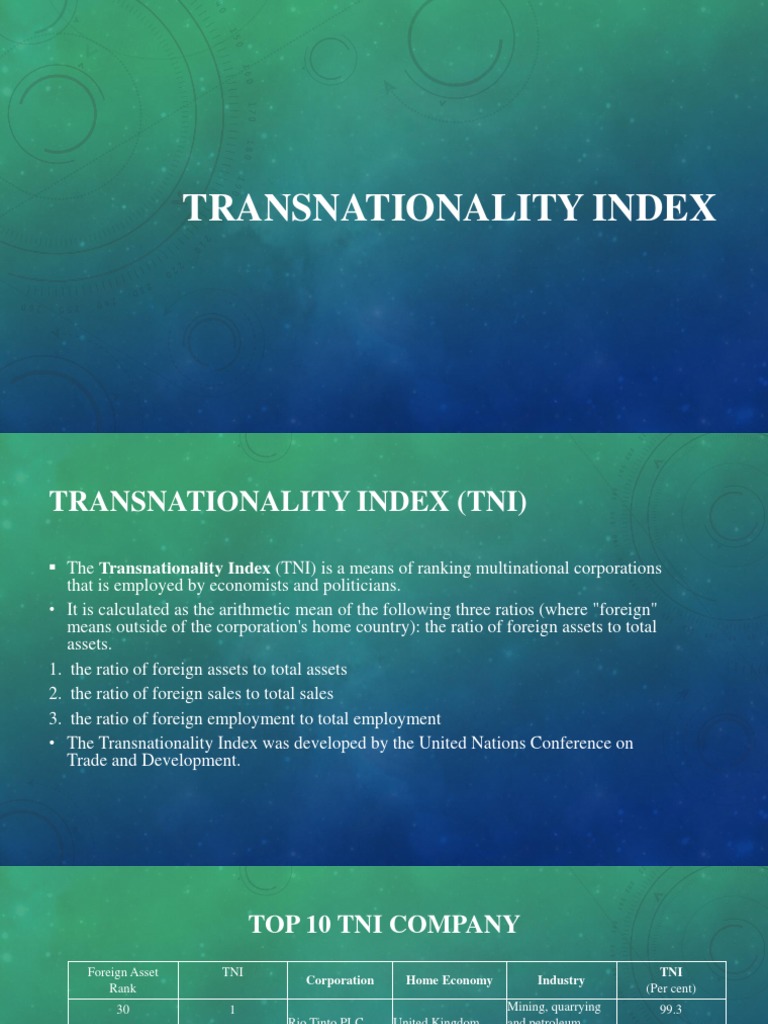 Transnationality Index | PDF | Economies | Business
