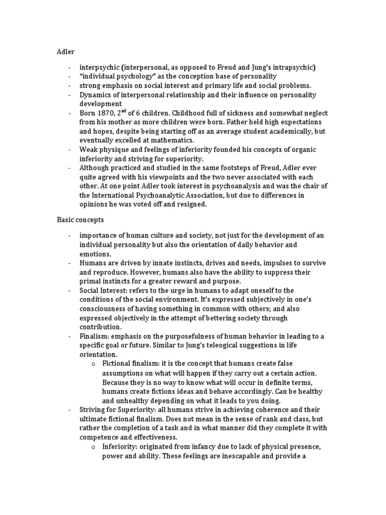 An Overview of Alfred Adler's Theory of Individual Psychology and its ...