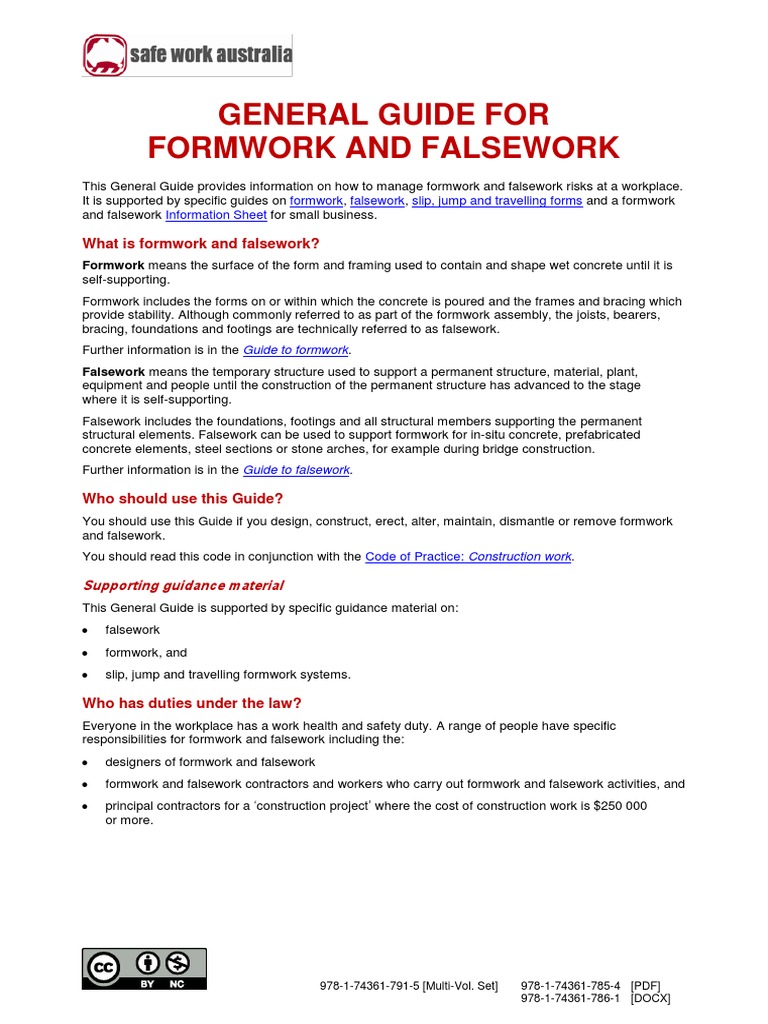 General Guide For Formwork and Falsework | PDF | Occupational Safety And Health | Scaffolding