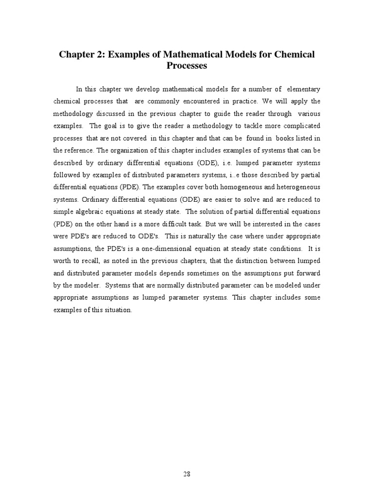 Modeling Chemical Processes: Developing Mathematical Models for ...