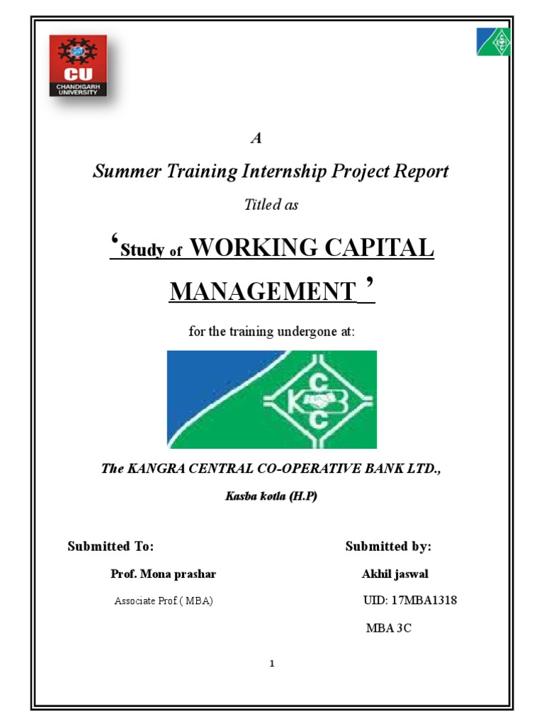 Working Capital Management at KCC Bank | PDF | Working Capital | Market ...