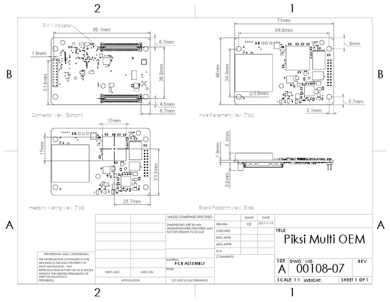 Piksi Multi OEM 00108-07 A: 64.8mm 71mm 69.1mm Pin 1 Indicator | PDF ...