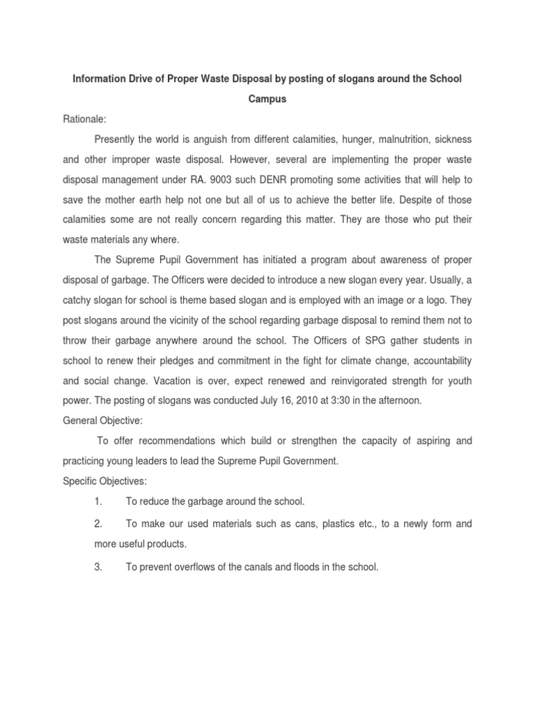 SPG Narrative Report of Activities | PDF | Public Sphere | Waste