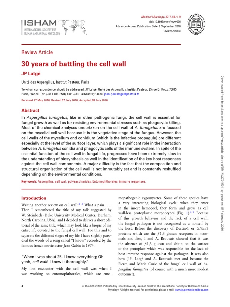 30 Years of Battling The Cell Wall: Review Article | PDF | Immune ...
