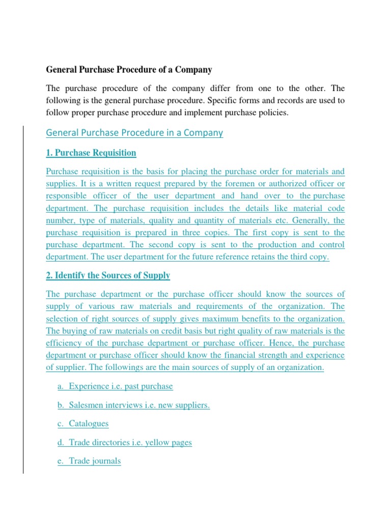 General Purchasing Procedure | PDF | Invoice | Prices