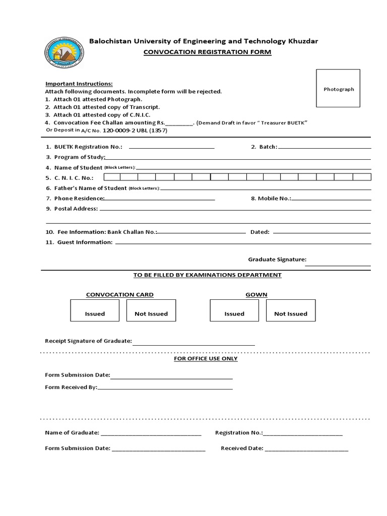 BUETK Convocation Form | PDF