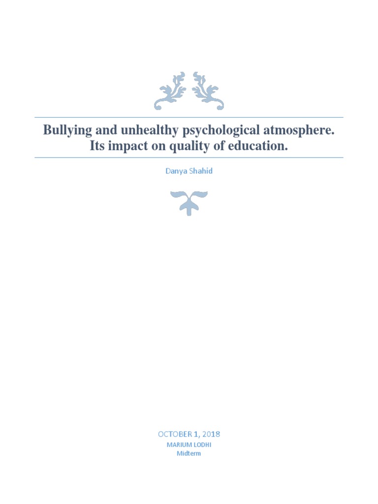 Bullying and Unhealthy Psychological Atmosphere | PDF | Bullying ...