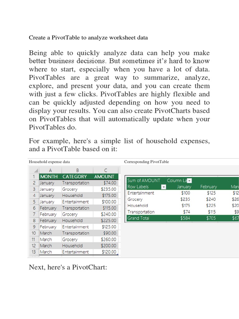 Create A Pivottable To Analyze Worksheet Data | PDF | Array Data ...