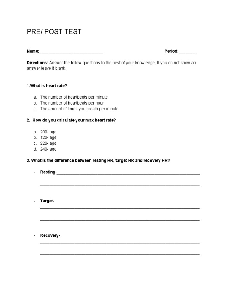 Pre Post Test 1 | PDF | Self-Improvement | Wellness