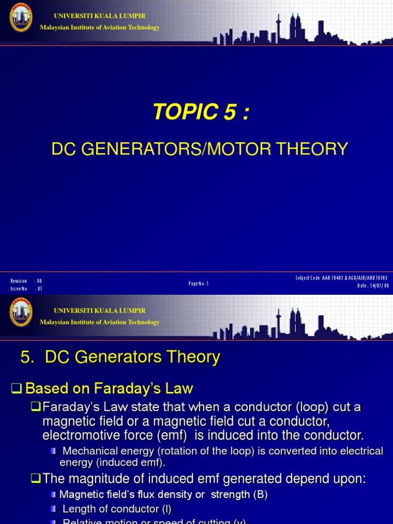 Topic 5:: DC Generators/Motor Theory | PDF | Electromagnetic Induction | Inductor